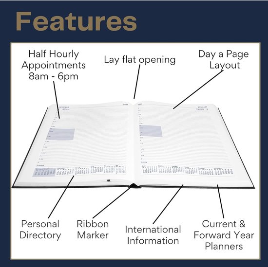 Standard Desk Mid Year Diary Planner A4 Dag A Pagina Academisch Jaar ...