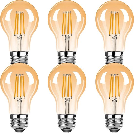 Dimbare LED-lamp E27 A60 Vintage 4W 2700K warm wit - Vervanging voor 35W-lampen - Set... | bol