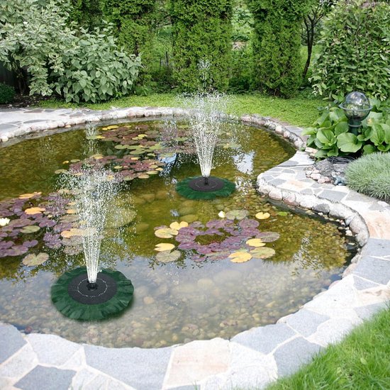 Fontein op zonne-energie - 14 W met 7 sproeiers voor vijver vogelbad ...