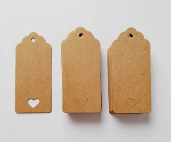 Kaartjes - cadeaukaartjes - labels - met hartje - 50 stuks - karton ...