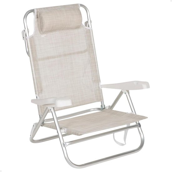Beach Chair Foldable 7 Levels Beige 47 x 49 x 82 cm with Padded ...