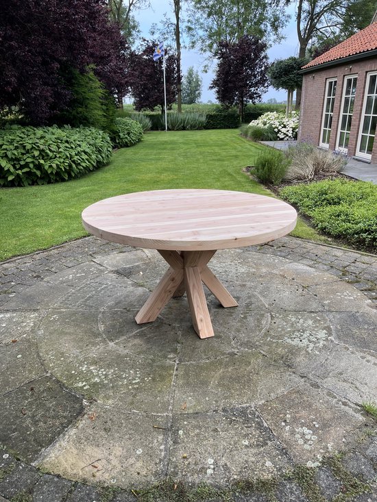 M2-meubels douglas tuintafel / rond 140cm met douglas matrix-onderstel ...