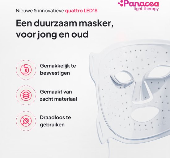 Panacea Light Therapy - LED Gezichtsmasker - Rood Licht Therapie - 520 ...