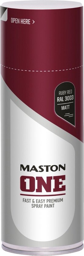 Maston ONE - spuitverf - mat - robijnrood (RAL 3003) - 400 ml ...