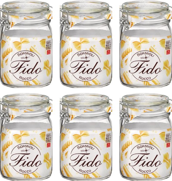 Bormioli Rocco Weckpotten Fido 11 x 11 cm / 1 liter - 6 stuks | bol