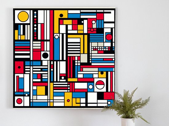 Pop art mondriaan schilderij | Colorful Geometric Fusion: Retro ...