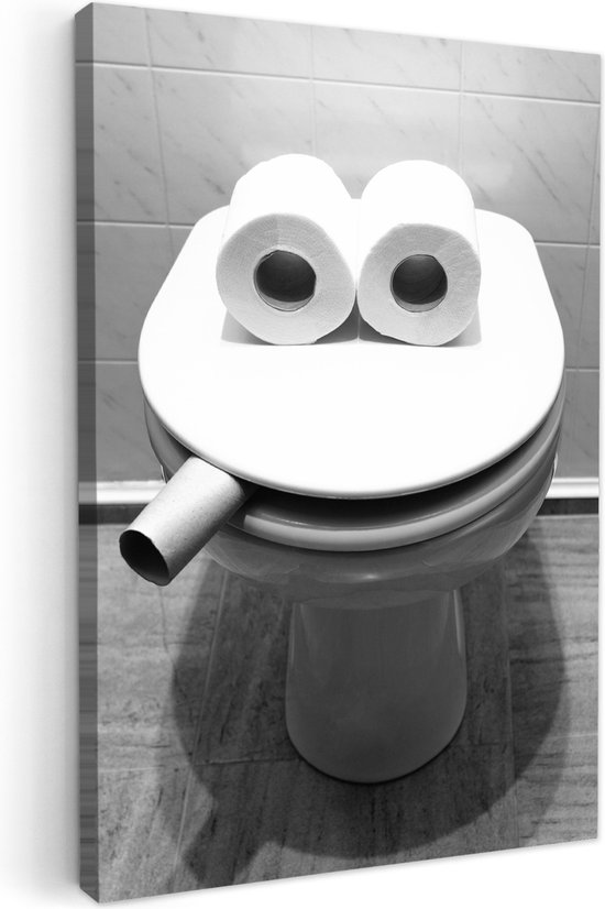 Canvas schilderij 40x60 cm - Wanddecoratie badkamer WC - Bril - Grappig ...