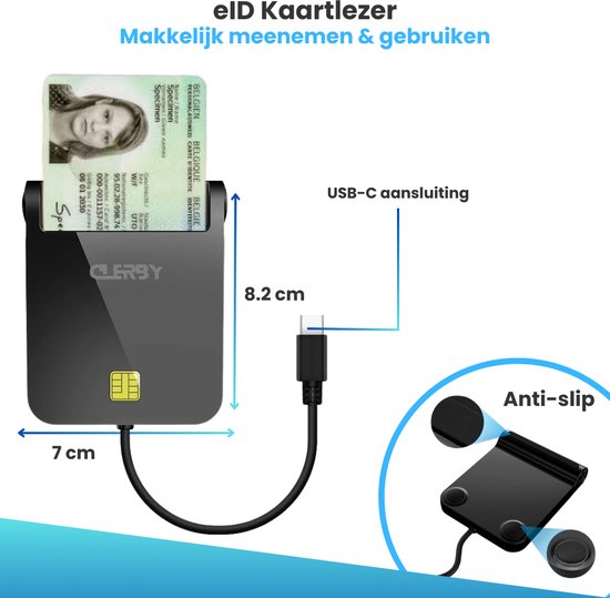 Clerby - eID Kaartlezer - USB-C - Identiteitskaartlezer - België ...