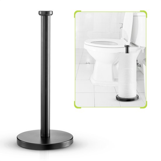 WC Rolhouder Staand - Reserverolhouder Zwart - Toiletbutler ...