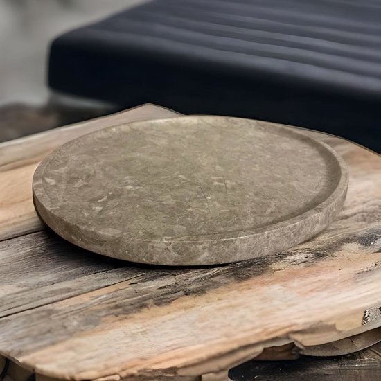 Ronde tray van natursteen Grijs - Rond marmeren dienblad - Decoratie ...