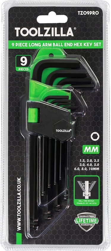 TOOLZILLA inbussleutelset - 9-delige inbussleutelset met geavanceerd... | bol