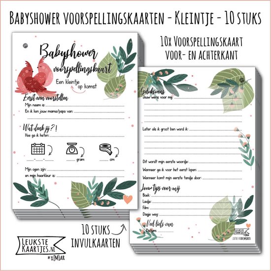 Kaarten - Babyshower -> Voorspellingskaart - Bundel/Boekje - No:01-1 ...