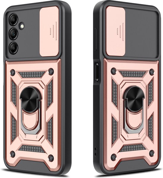 Samsung Galaxy A54 hoesje Rose Goud met Ring Houder en camera ...