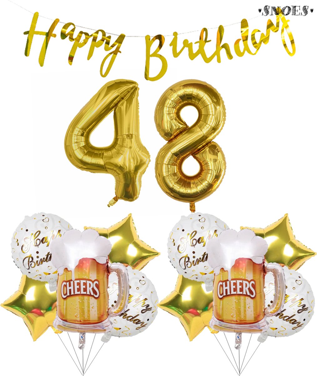48 Jaar Verjaardag Cijfer ballon Mannen Bier - Feestpakket Snoes ...