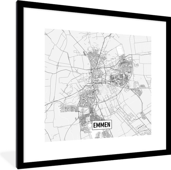Fotolijst incl. Poster - Stadskaart Emmen - 40x40 cm - Posterlijst | bol