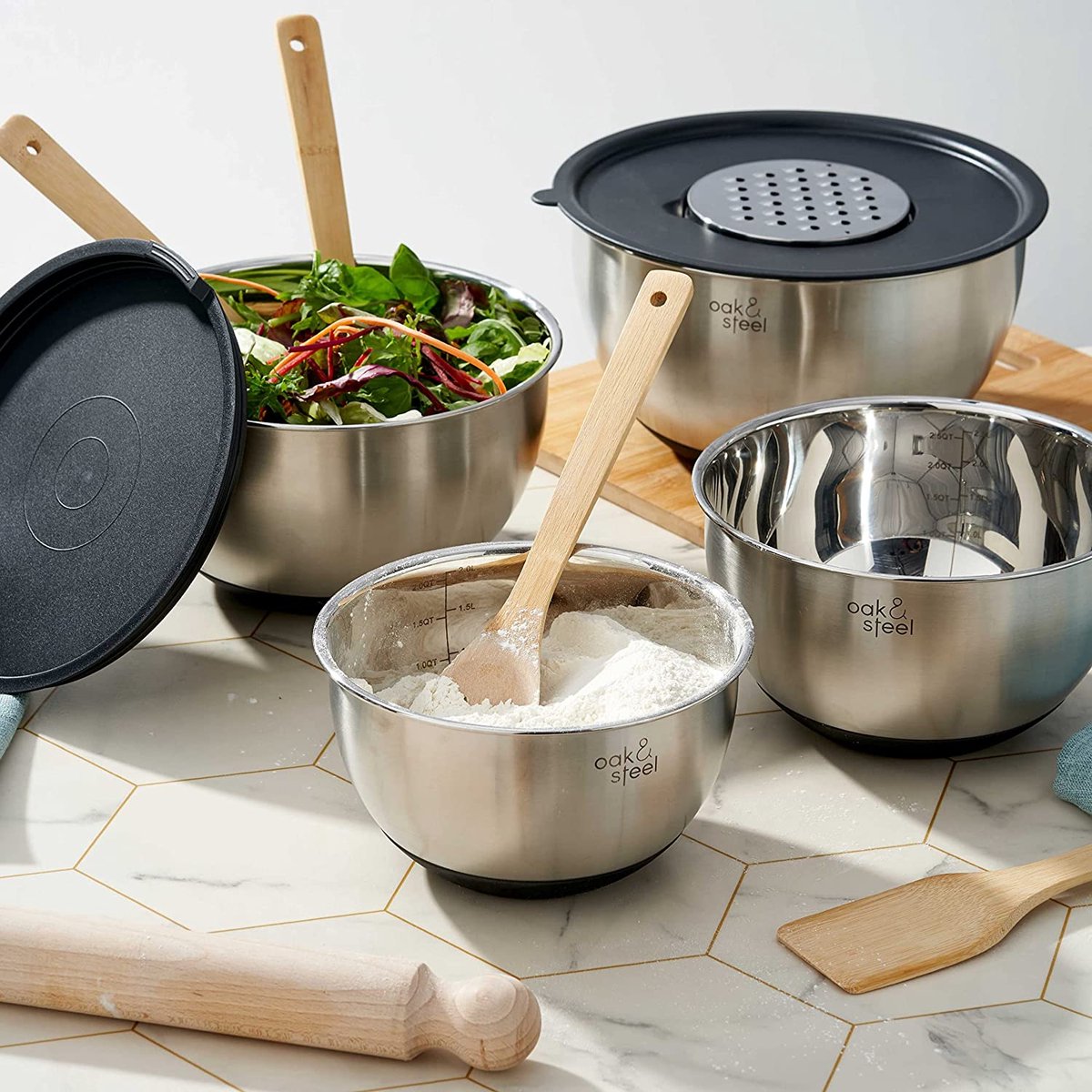 Bols à mélanger en acier inoxydable / Bol à mélanger avec couvercles ...