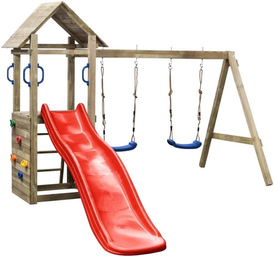 Houten Speeltoestel Maria (SwingKing) | Speeltoren met Glijbaan en ...