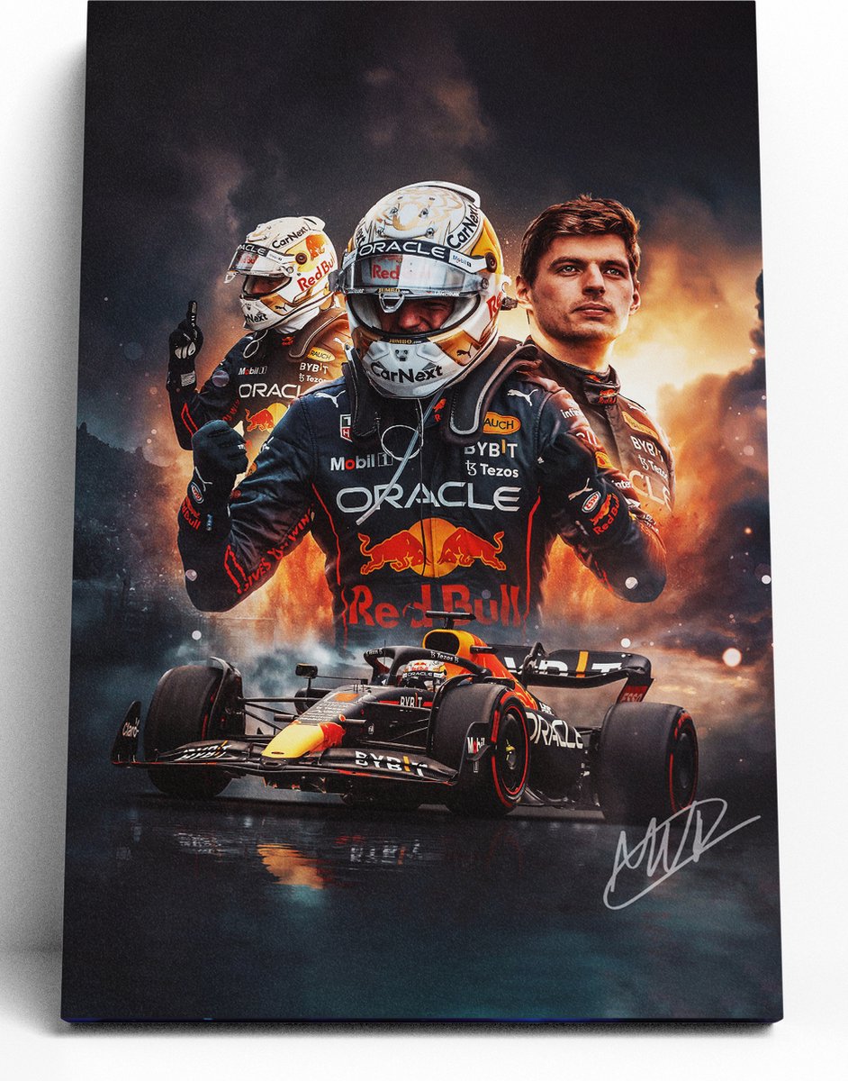 Max Verstappen Formule 1 Red Bull Racing Canvas | Met handtekening Max | 50 x 70 cm |... | bol.com