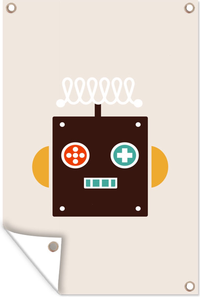 Tuindecoratie Het vierkante hoofd van een robot met verschillend ...