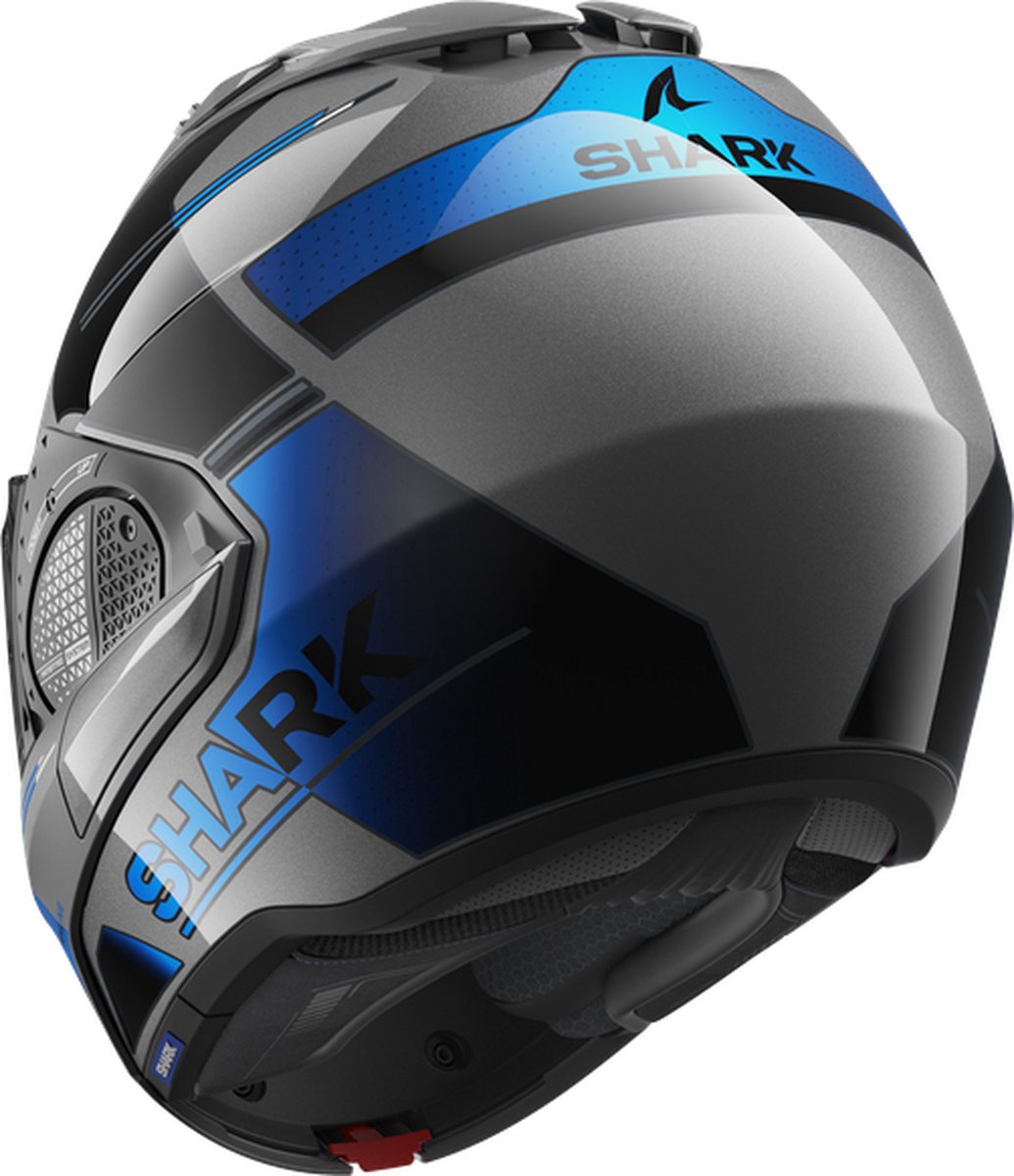 Shark Evo GT Tekline Antraciet Chrom Blauw AUB Systeemhelm - Maat M - Helm | bol