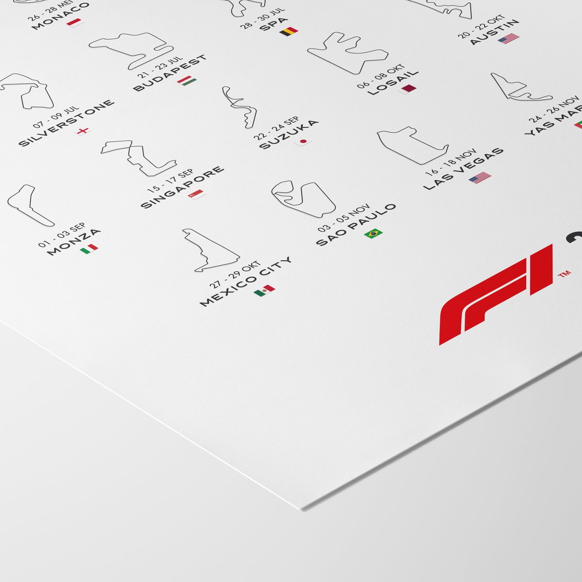 Formule 1 Circuit Poster Kalender 2023 - Circuit Schema - F1 Circuits ...