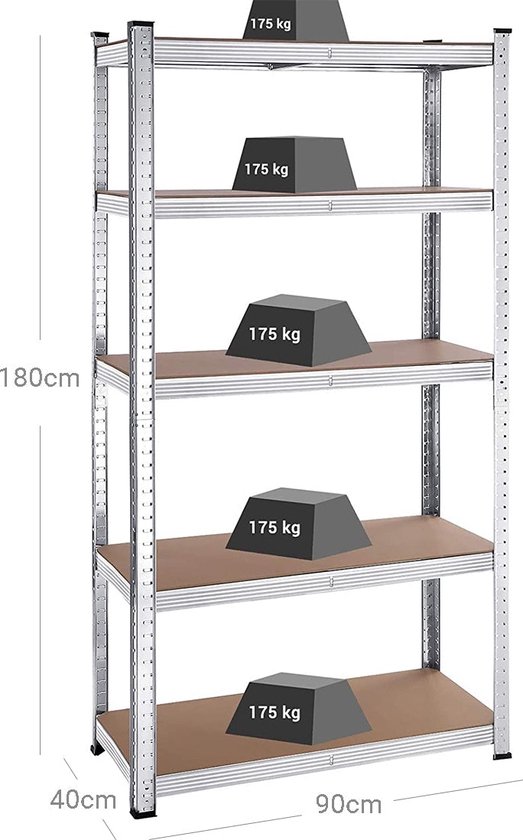 Opbergrekken - Set van 2 -180 x 90 x 40 cm - Tot 875 kg draagvermogen ...