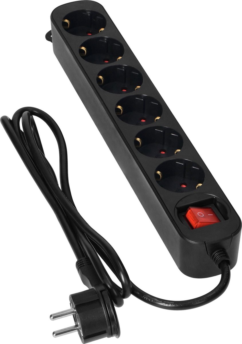 Stekkerdoos met schakelaar - Verdeelstekker 6 voudig - Stekkerblok ...