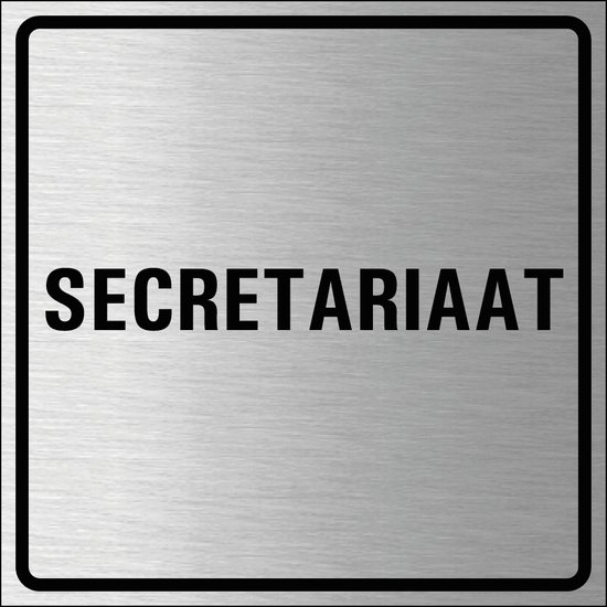 Secretariaat bordje, geborsteld aluminium 200 x 200 mm | bol