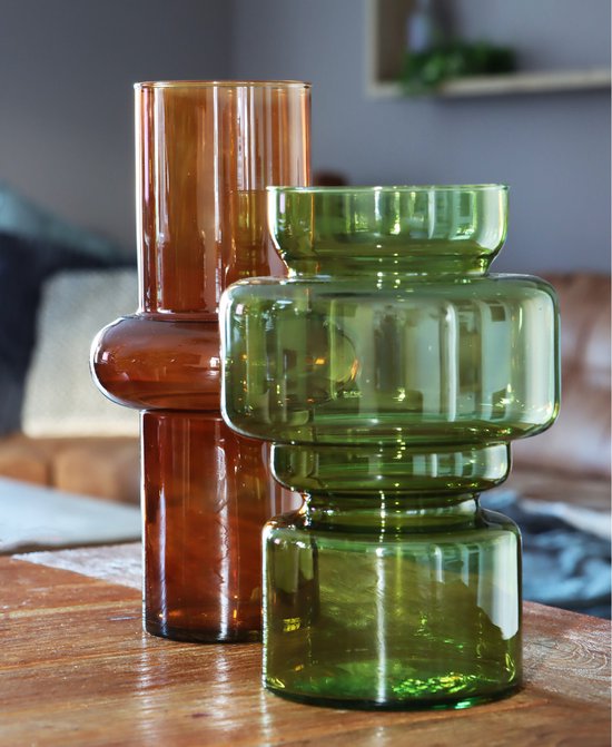 Bellatio Design Bloemenvaas - 2x - blauw transparant gerecycled glas ...