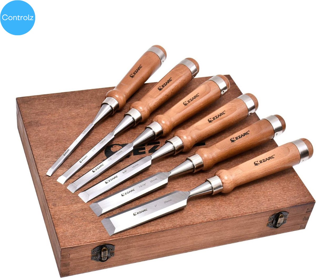 Beitelset - Beitelset Houtbewerking Vanadium HRC 60 Staal - Beitel Zwarte Walnoot Hout... | bol.com