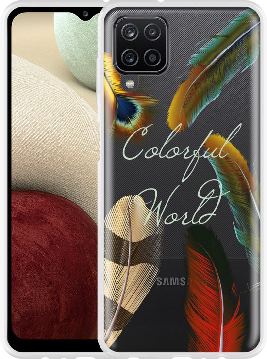 Samsung Galaxy A12 Hoesje Feathers World - Designed by Cazy | bol.com