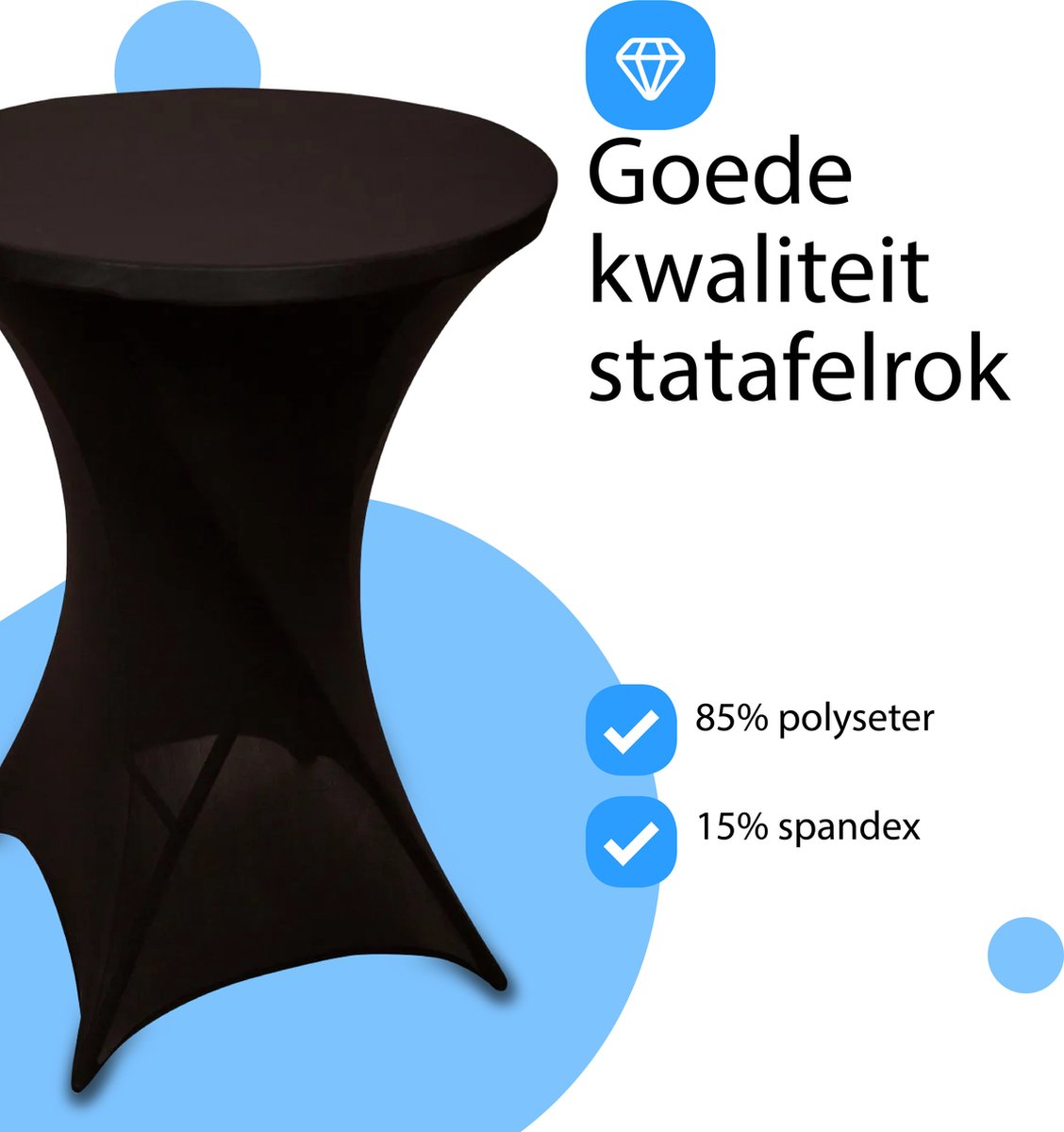 Statafelrok Zwart x 12 – ∅80-85 x 110 cm – Statafelhoes Stretch 12 Stuks – Tafelhoezen... | bol.com