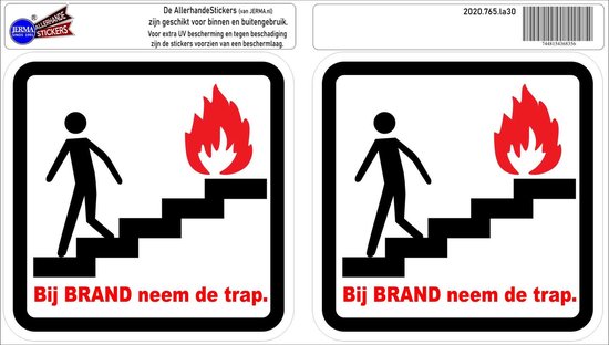 Bij brand neem de trap stickers set 2 stuks. | bol