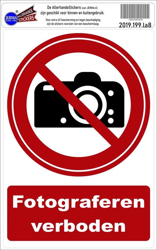 Fotograferen verboden sticker Horizontaal 17 x 25 cm | bol.com
