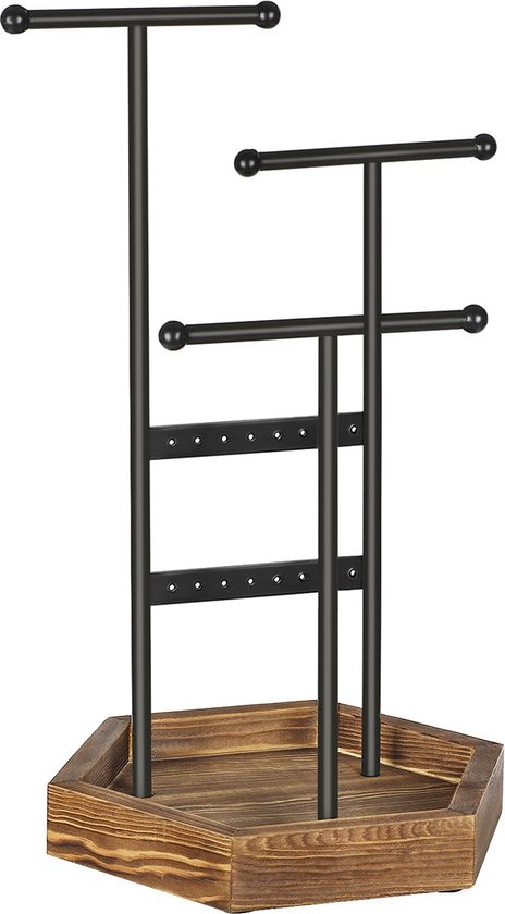 Sieradenstandaard - Sieradenhouder -Metalen standaard - Houten ...