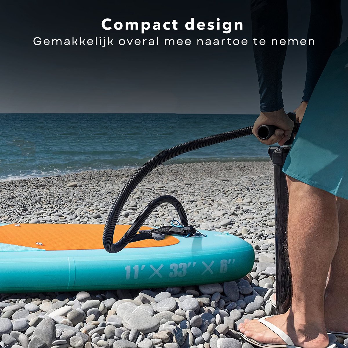 Cheqo® SUP-board Handpomp - Pomp voor SUP Board - 4.4L Double-action - Met PSI-meter -... | bol.com