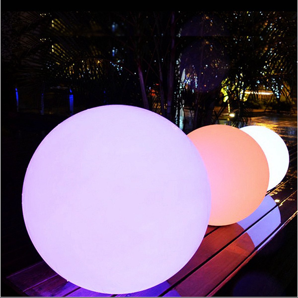 Oplaadbare Bol 30 cm LED RGB incl. Afstandsbediening - Garleds Venonat ...