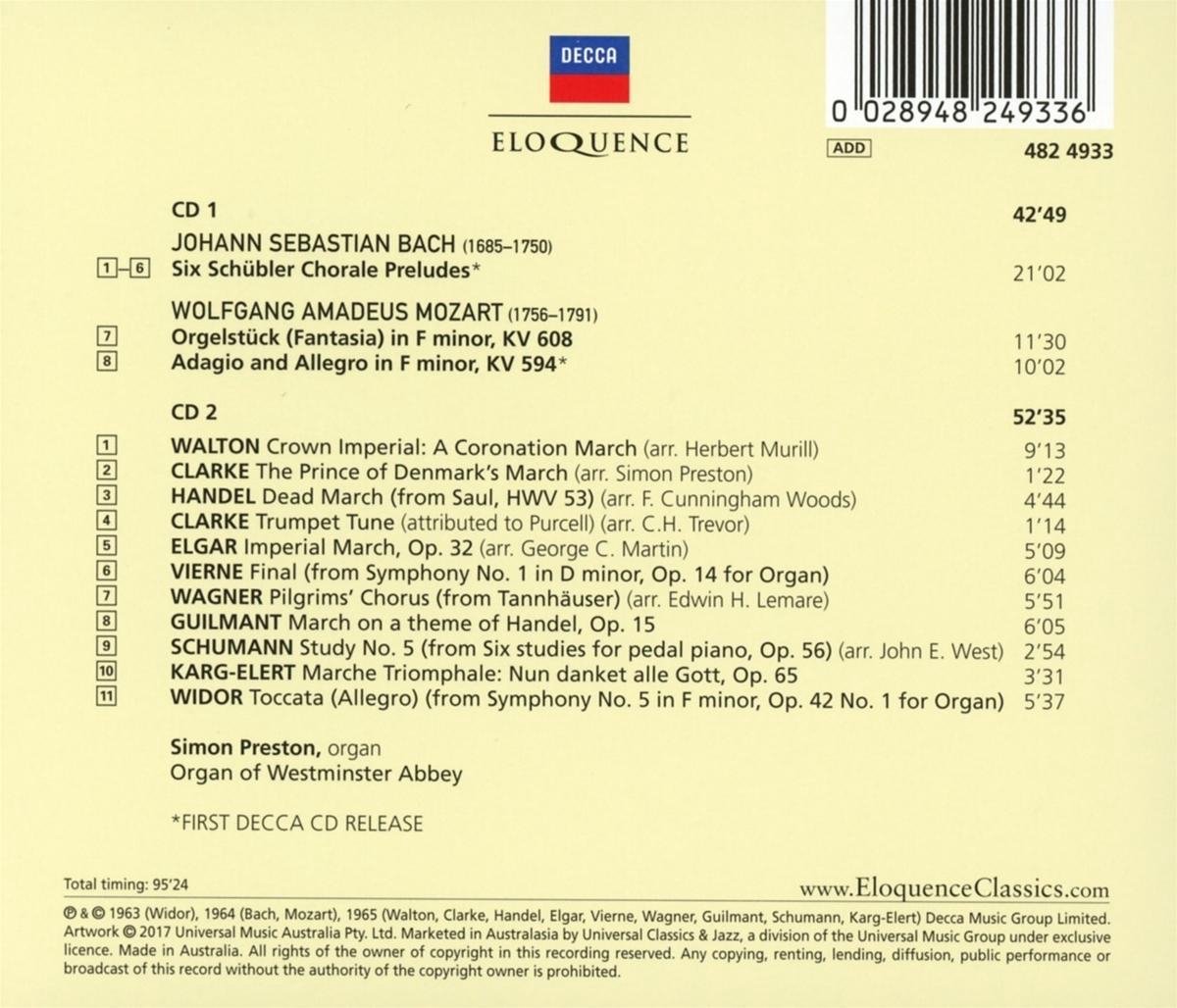 Simon Preston At Westminster Abbey (The Argo Organ Recordings), Simon ...