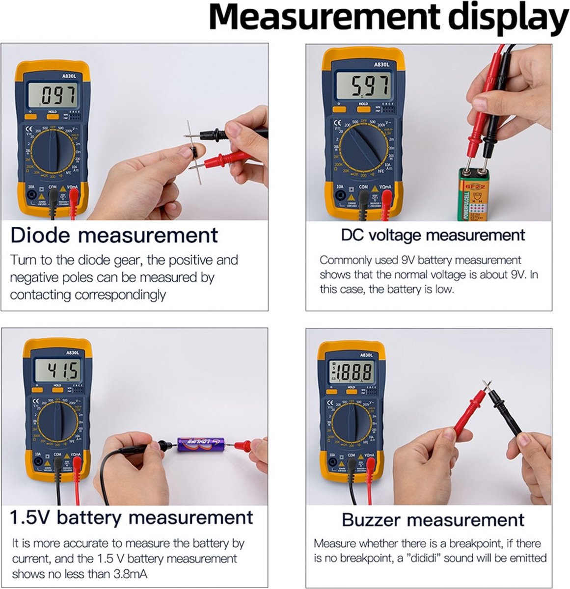 YellowPack Digitale Multimeter - AC / DC - Incl. meetkabels - Multi ...