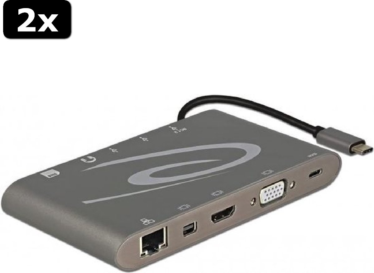 2x Station d'accueil Premium USB-C vers HDMI, Mini DisplayPort, VGA, 3 ...