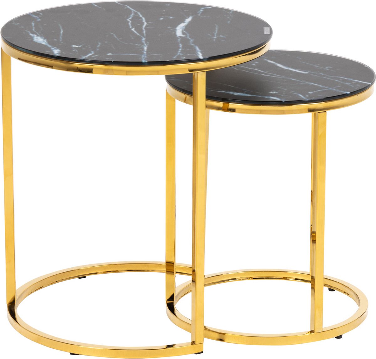 Bijzettafel Felien Set Glas Zwart - Giga Living | bol.com