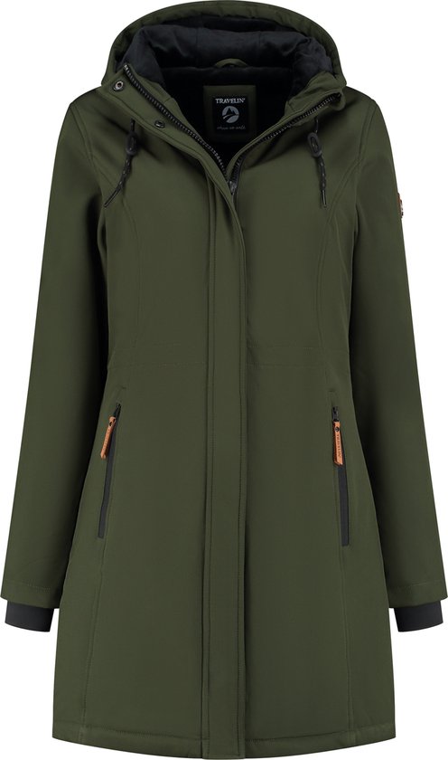 Travelin' Jack Elin Dames Softshell Jas Parka Lang - Groen - Maat 38 | bol