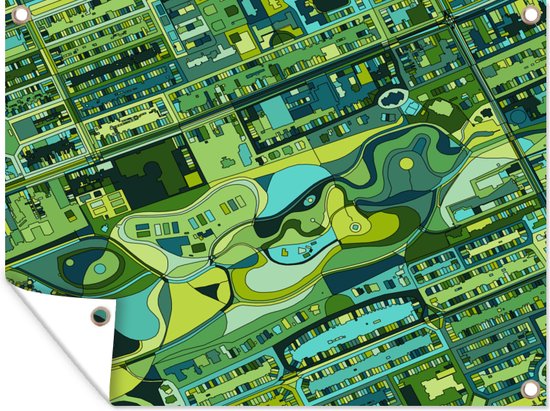 Tuinschilderij De stadsstructuur van Amsterdam op een tekening - 80x60 ...