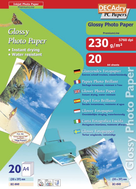 Decadry Glossy Photo Paper 230 gram - 60 vel | bol