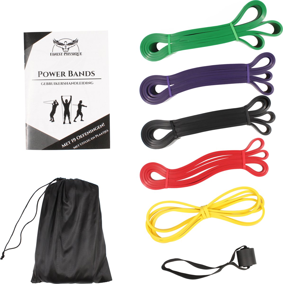 Finest Physique - Power band set van 5 + Deuranker, Boekje met ...