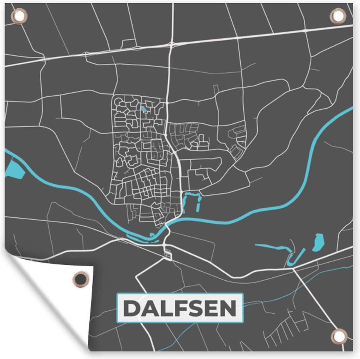 Tuin poster Plattegrond - Dalfsen - Kaart - Stadskaart - 200x200 cm ...