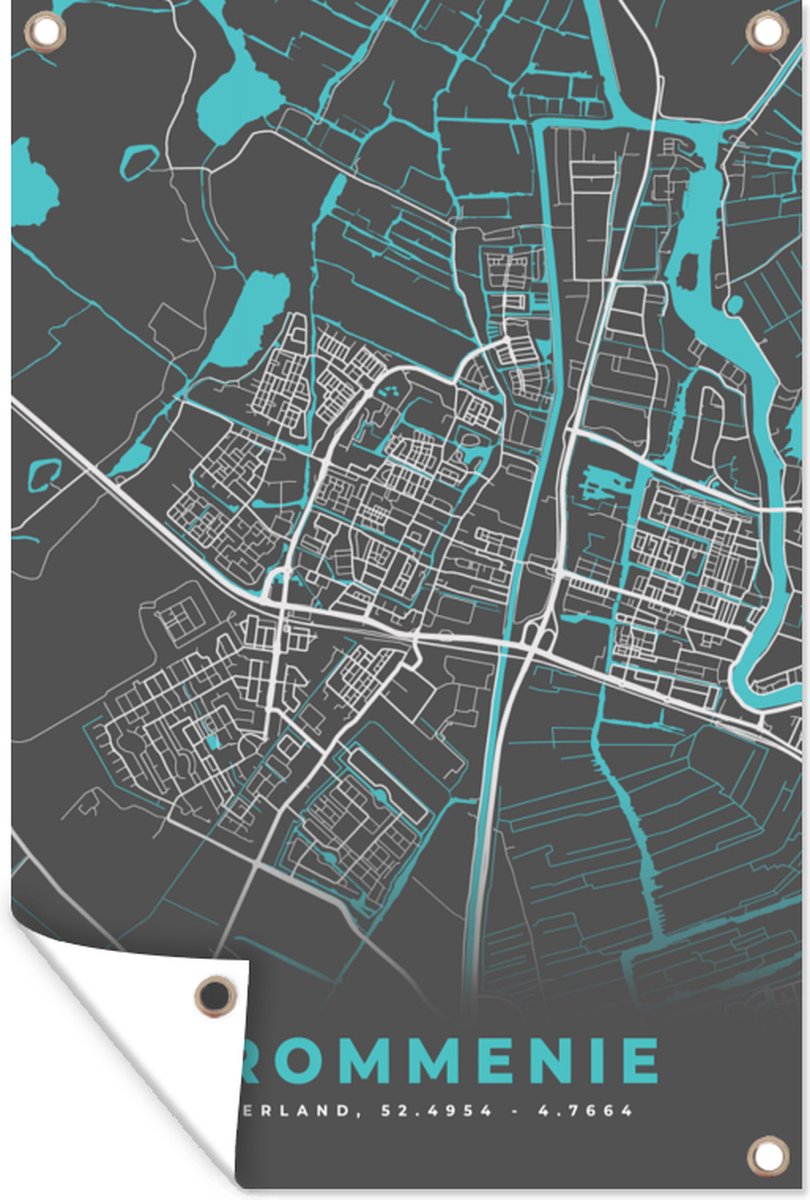 Tuindecoratie Krommenie - Kaart - Stadskaart - Plattegrond - 40x60 cm ...