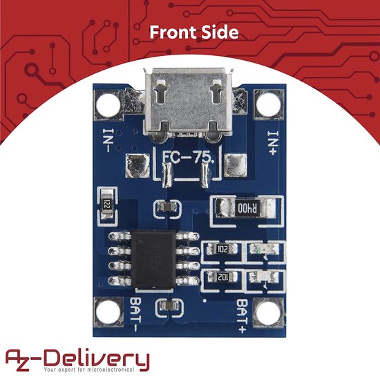 AZDelivery 5 x TP4056 Mini USB 5V 1A oplaadcontroller Lithium Li ...