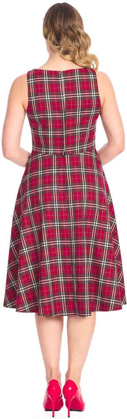 Banned Flare jurk -S- Winter Check Rood | bol.com