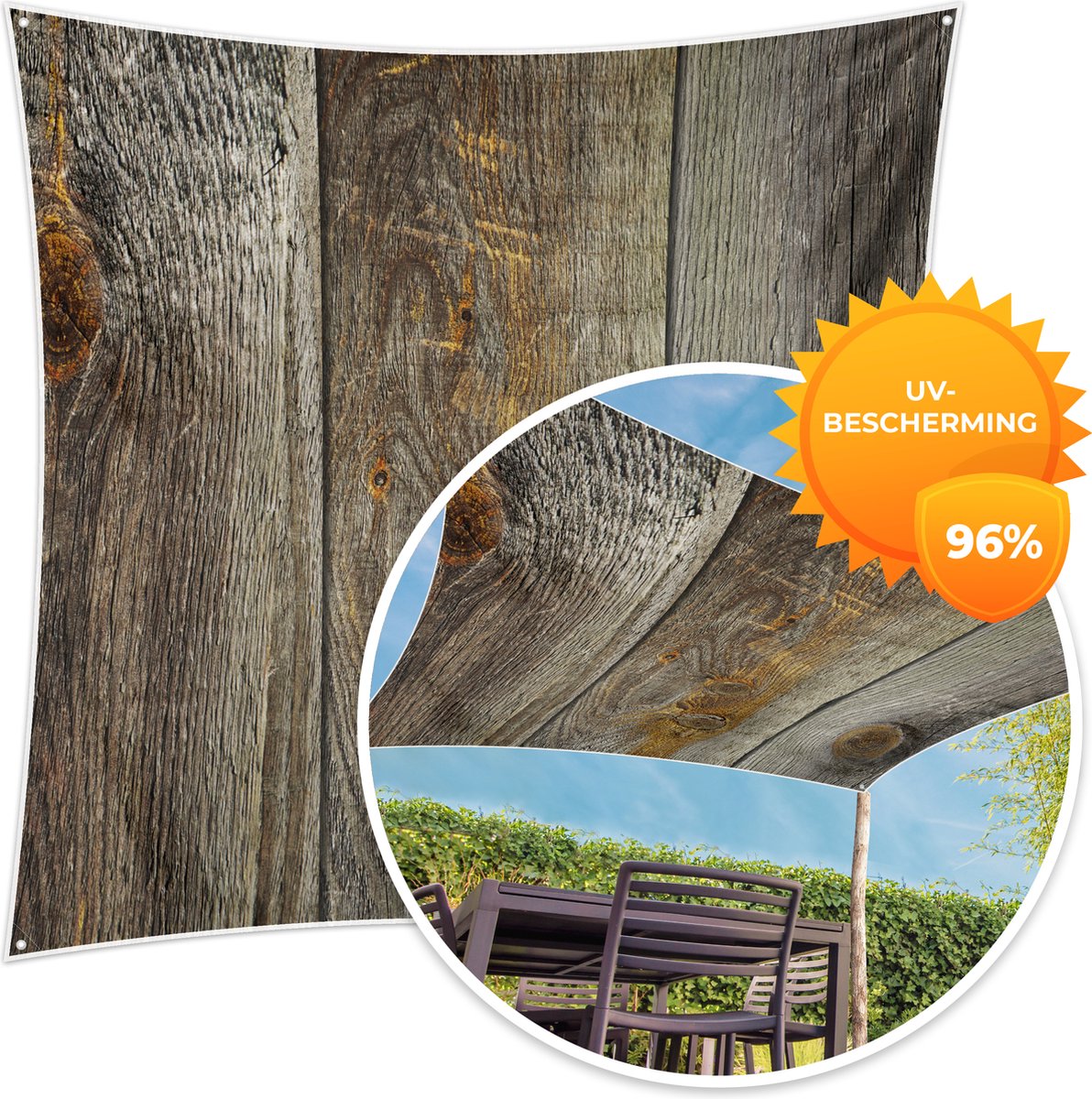 MuchoWow® - Schaduwdoek - Planken - Hout - Boom - 96% UV-bestendig ...
